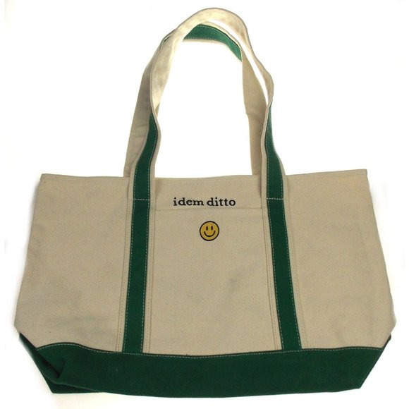 Bags | Idem Ditto Beige Green Tote Bag Pockets Beach Travel Shopping ...